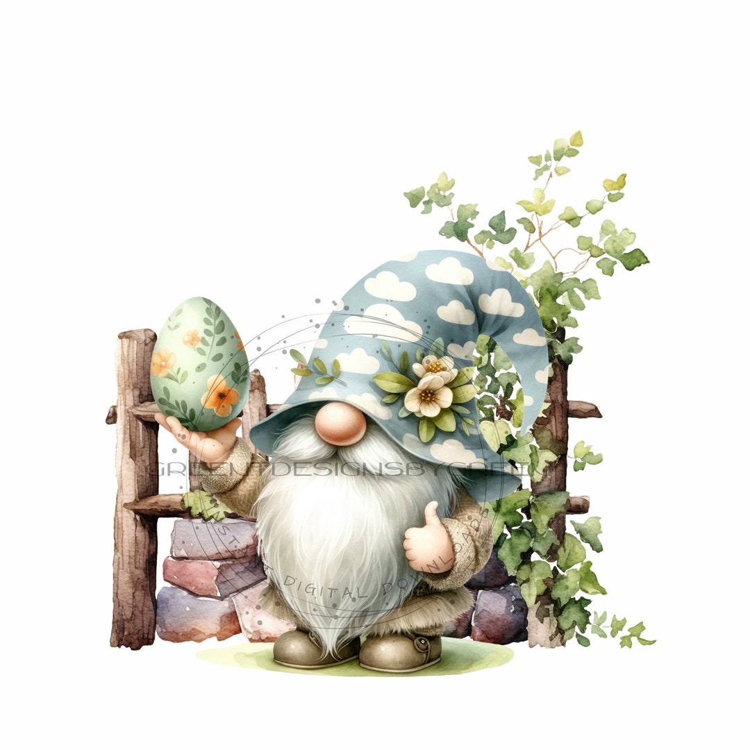Easter Gnome PNG, Floral Egg, Spring Ivy Clipart (digital Download) - Etsy