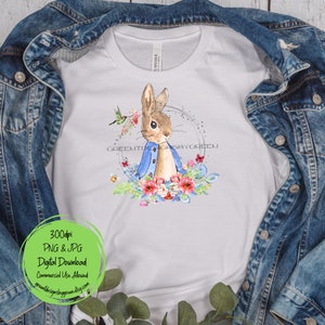 Peter Rabbit PNG, Flower Clipart, Bunny Sublimation Download, Peter ...