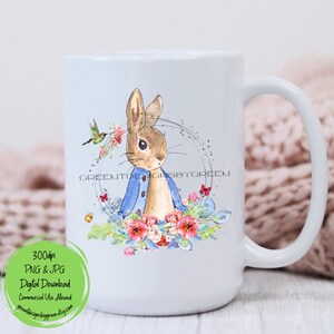 Peter Rabbit PNG, Flower Clipart, Bunny Sublimation Download, Peter ...