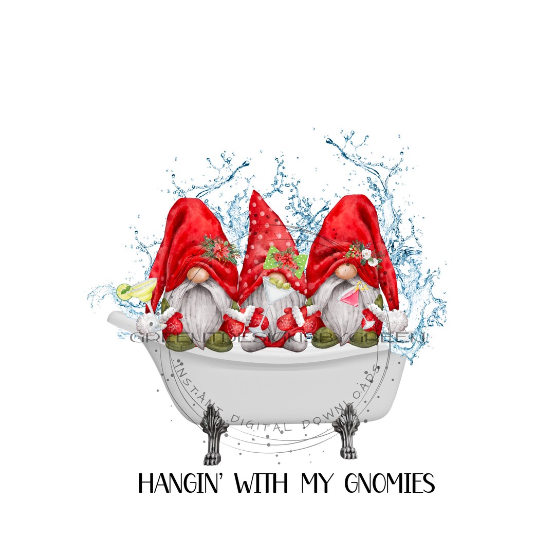 Whimsical Gnome Sublimation PNG - Christmas Gnomes in Bathtub ...