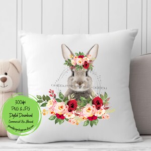 Bunny Flower PNG, Sublimation Designs Downloads, Rabbit PNG Files ...