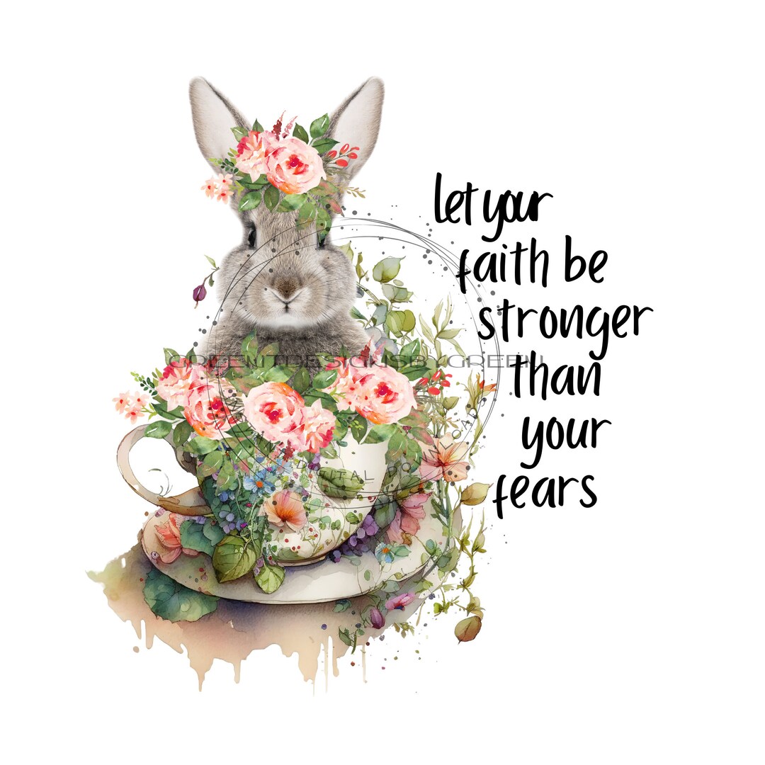 Bunny Rabbit PNG, Rabbit in Tea Cup Surrounded by Wild Flowers, let ...