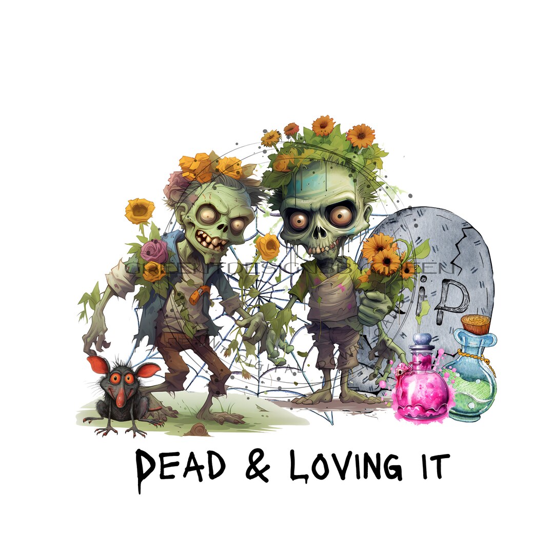 Zombie Comedy Clipart - 'dead and Loving It' - Spider Web, Tombstone ...
