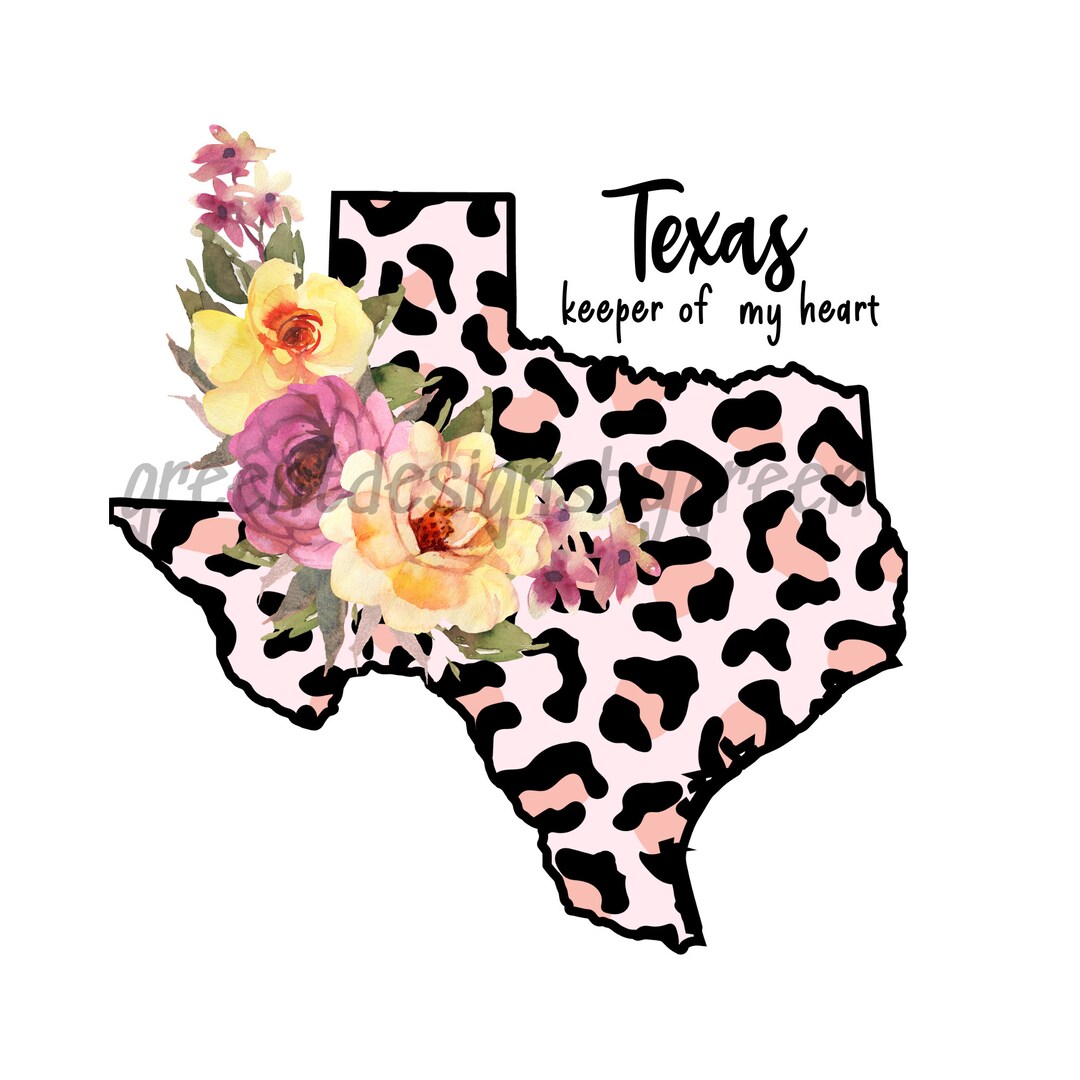 Leopard Print Texas State Map Sublimation PNG 'texas, Keeper of My ...