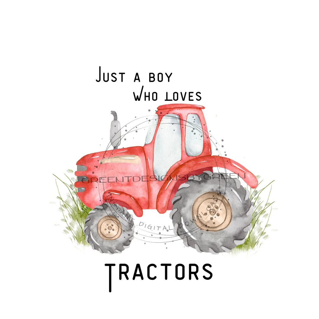 Tractor PNG, Red Tractor Clipart, Farm Animal Sublimation, " Just a Boy ...