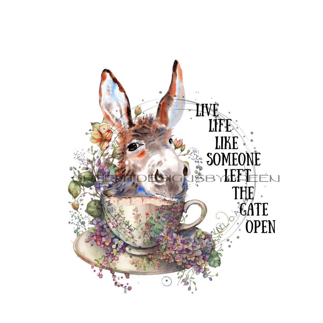 Donkey PNG for Sublimation, Teacup PNG, Western Farm Sublimation ...