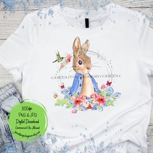 Peter Rabbit PNG, Flower Clipart, Bunny Sublimation Download, Peter ...