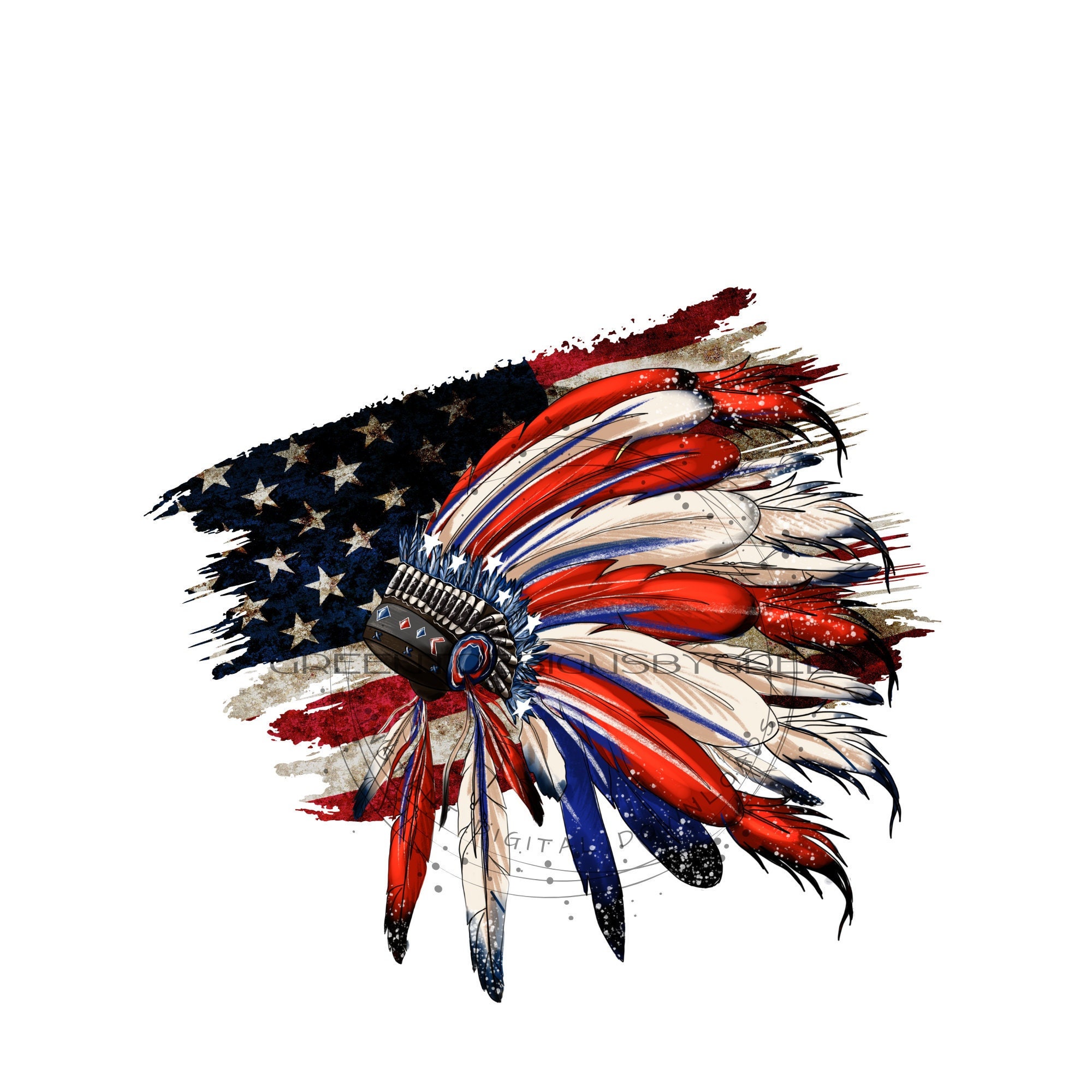 Native American And American Flag Cool