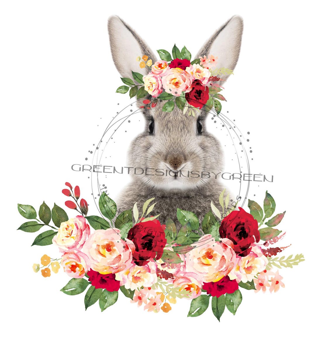 Bunny Flower PNG, Sublimation Designs Downloads, Rabbit PNG Files ...
