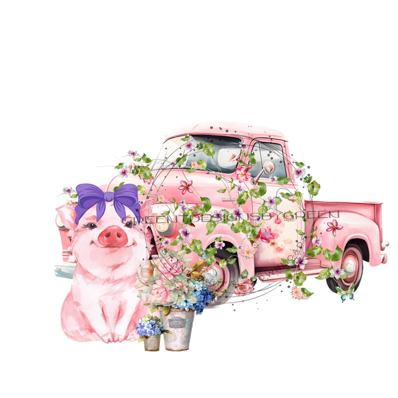 Pig PNG Vintage Truck Clipart Farm Animal Sublimation - Etsy
