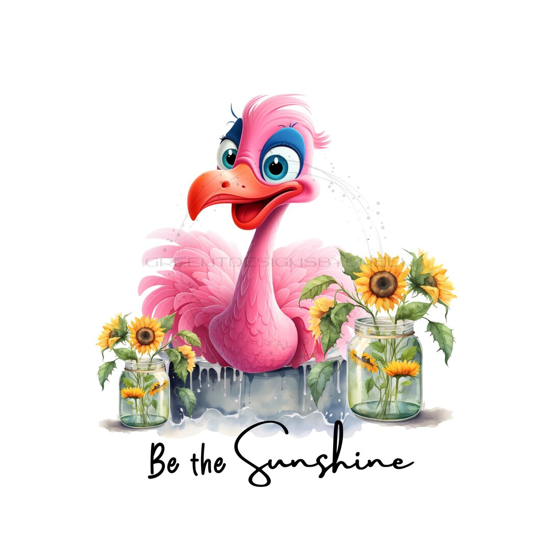 Flamingo Digital Downloadable PNG, Old-fashioned Mason Jars of Bright ...