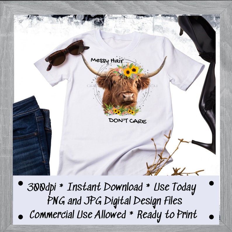 Sassy Cow Floral Clipart – Highland Cow PNG JPG (instant Download) - Etsy