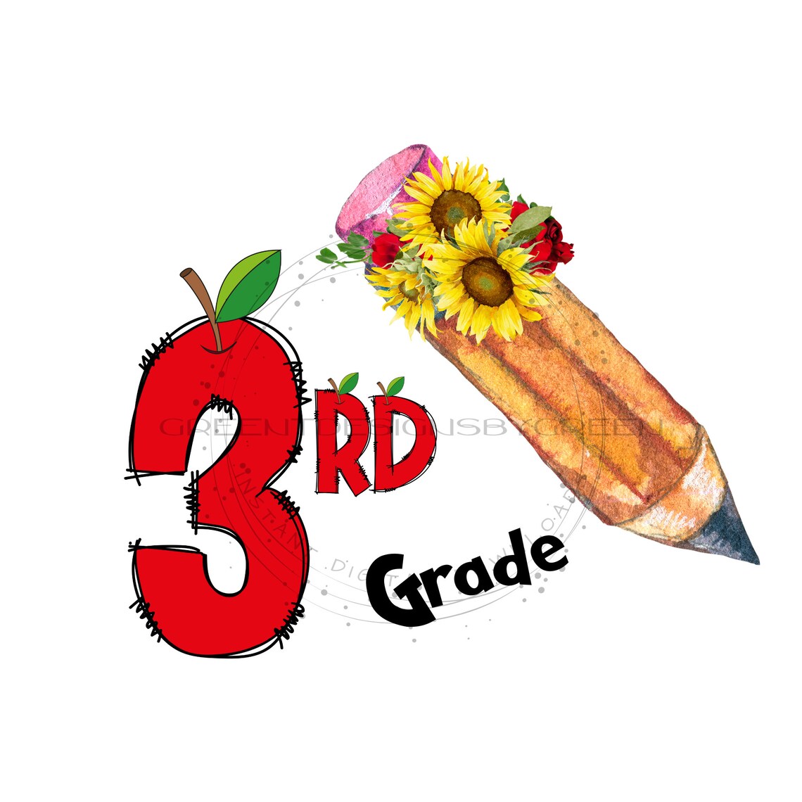 Back to School PNG 3rd Grade PNG School Pencil Sublimation - Etsy