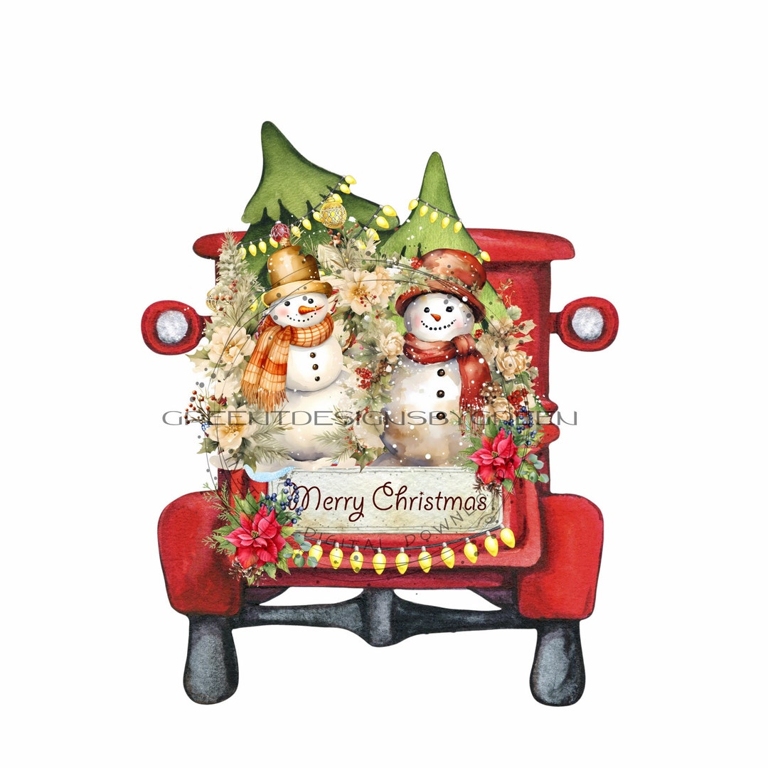 Christmas Snowmen PNG for Sublimation PNG - "merry Christmas" Retro Red ...