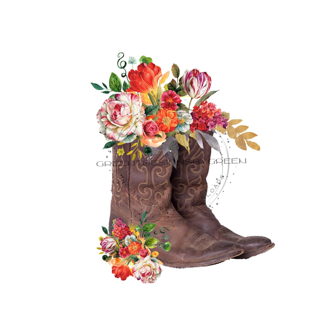 Western Cowboy Boot PNG, Flower Sublimation, Boot PNG, Western Boutique ...