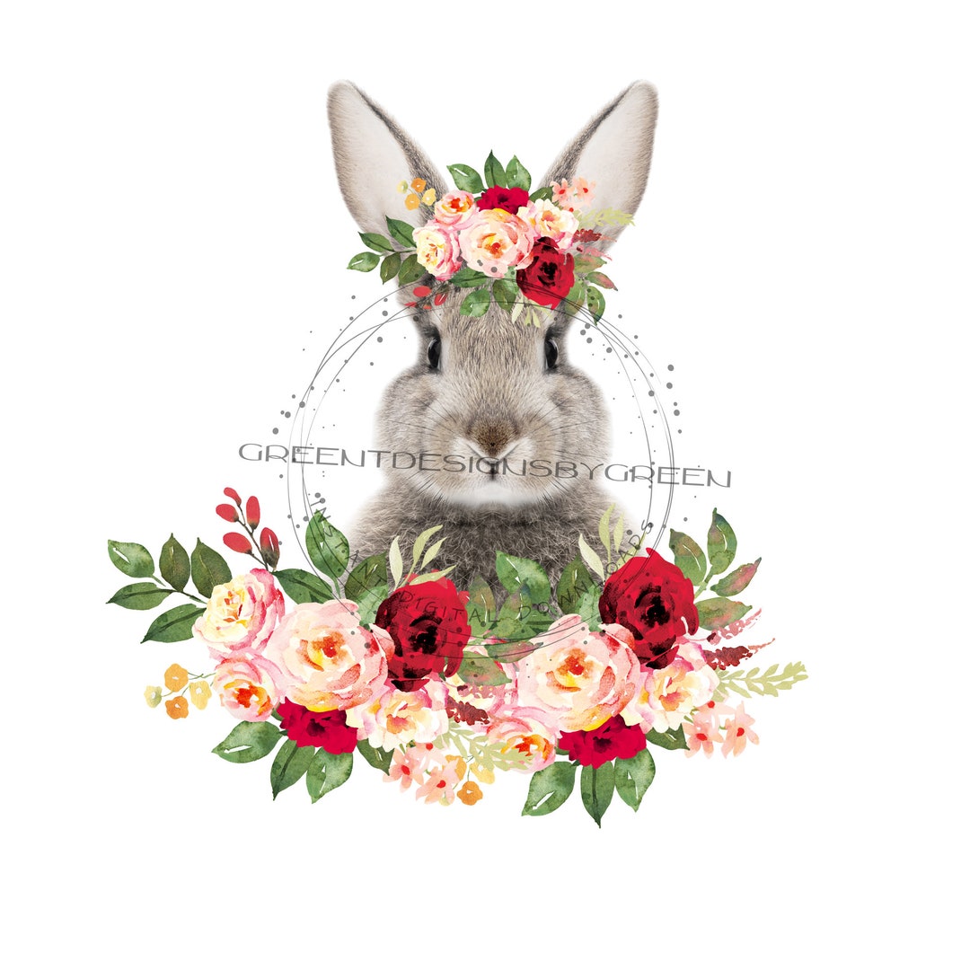 Bunny Flower PNG, Sublimation Designs Downloads, Rabbit PNG Files ...