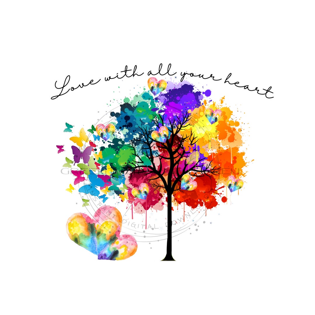 Vibrant Rainbow Tree Sublimation PNG LGBTQ Pride Clipart Digital ...
