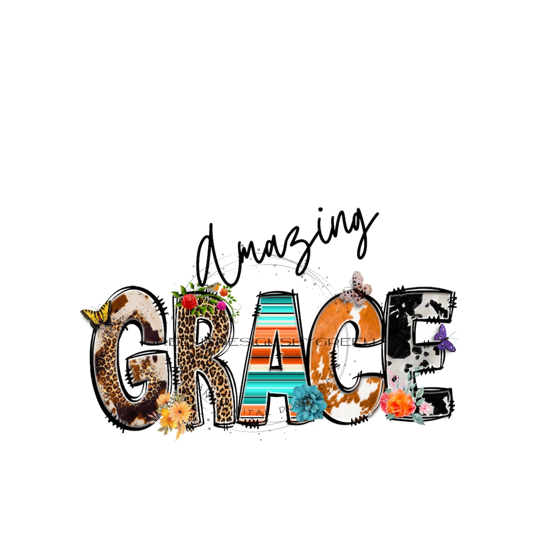 Boho Amazing Grace Clipart - Butterflies, Flowers, Cow Print, Leopard ...