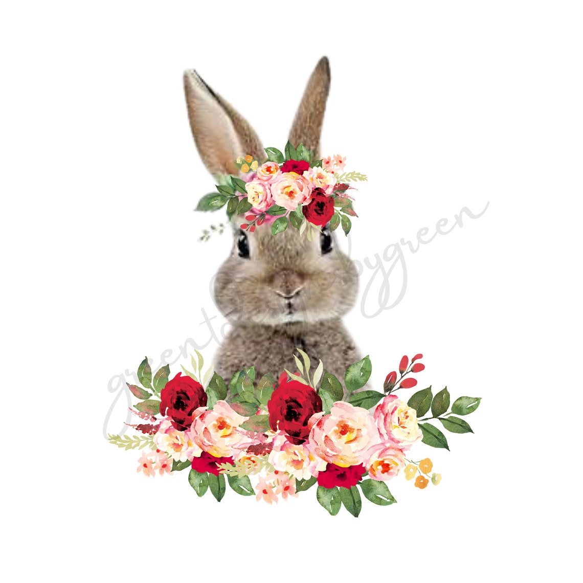 Bunny flower png Sublimation designs downloads Rabbit PNG | Etsy