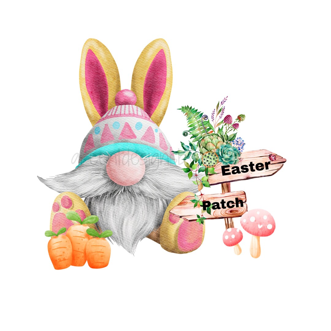 Digital PNG File, Easter Gnome Sublimation, Easter Clipart carrot Patch ...
