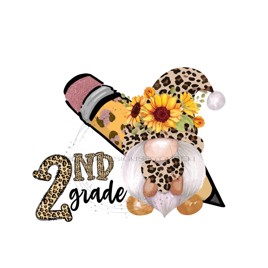 Back to School PNG 2nd Grade School PNG Leopard Print Gnome - Etsy