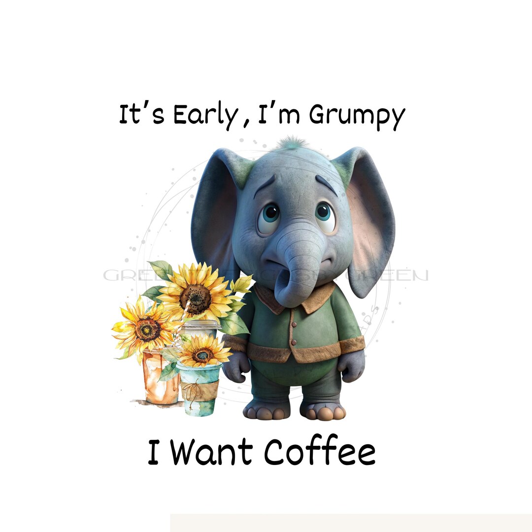 Grumpy Elephant PNG Download for Sublimation, Cranky Elephant With ...