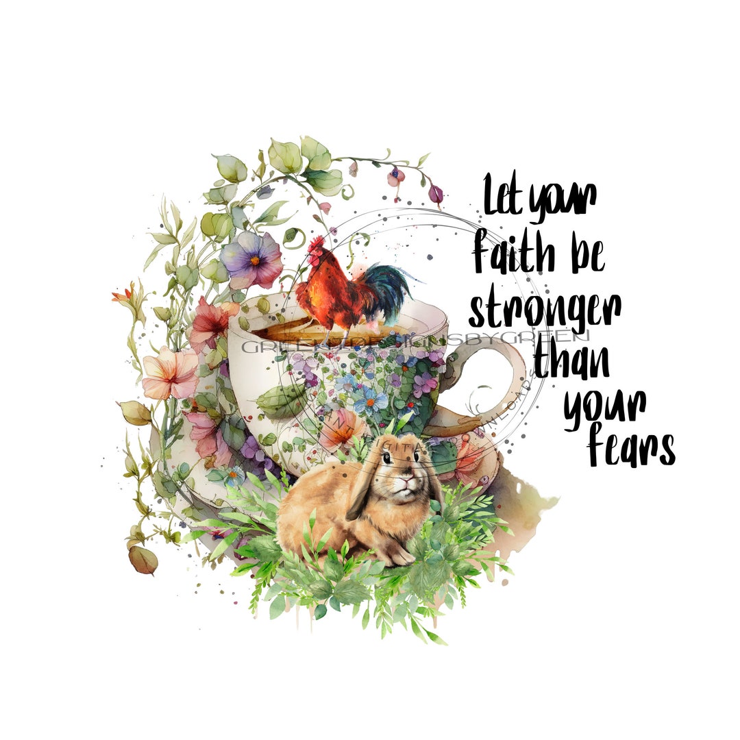 Bunny Rabbit PNG, Rabbit in Tea Cup With Wild Flowers, let Your Faith ...