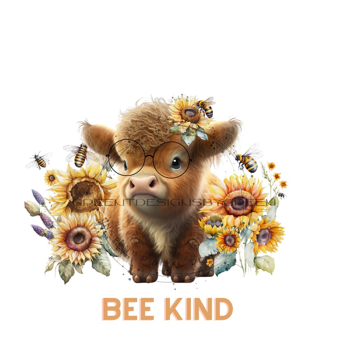 Highland Longhaired Cow PNG Bumble Bee Sublimation bee - Etsy