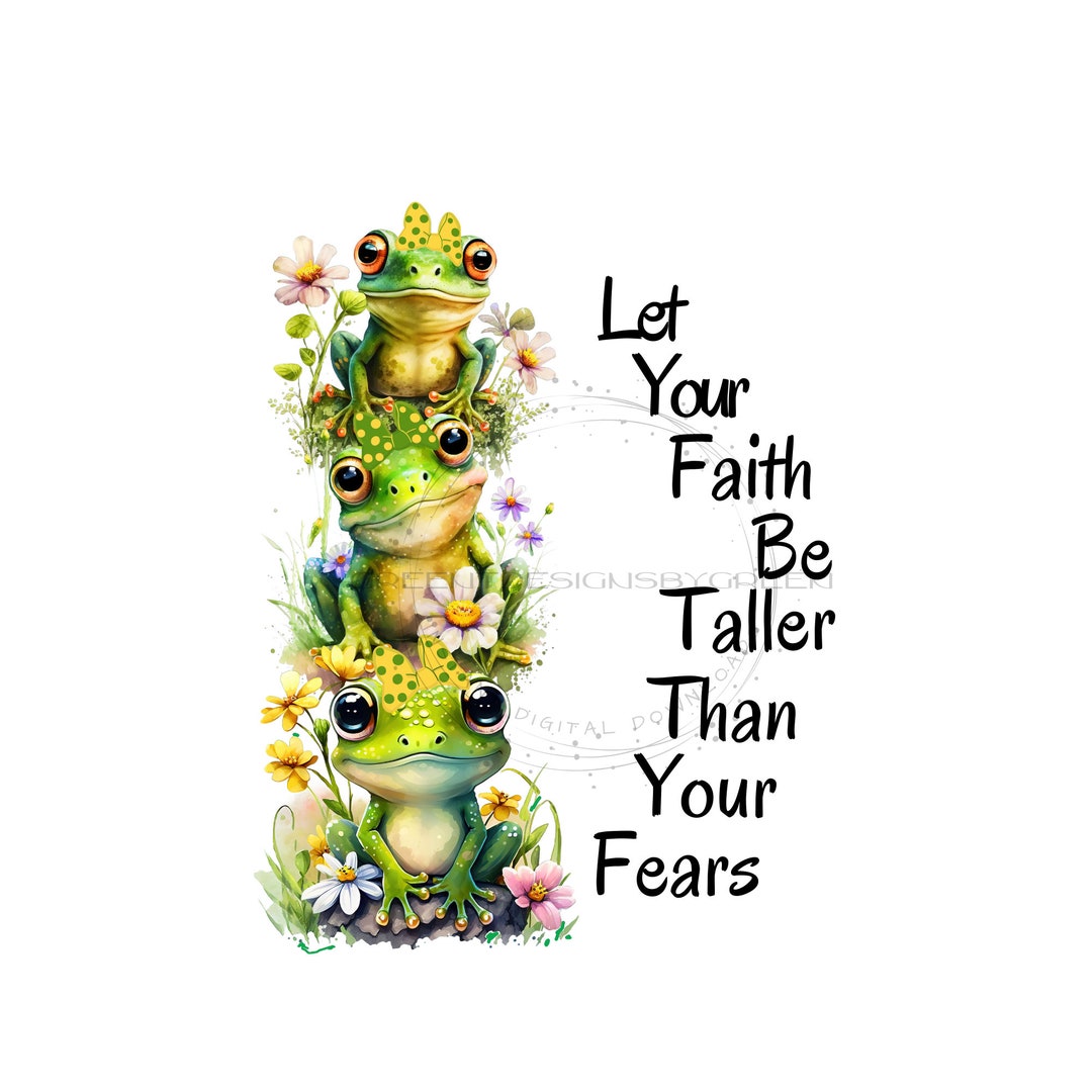 Tower of Cute Frogs, Surrounded by Wildflowers PNG for Sublimation ...