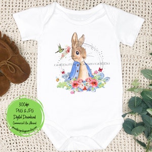 Peter Rabbit PNG, Flower Clipart, Bunny Sublimation Download, Peter ...