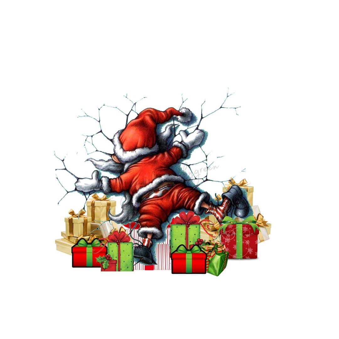 Christmas PNG - Santa Fell off the Rooftop - Presents, Snow - Holiday ...