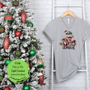 Bah Humbug Funny Sublimation Design - Grumpy Santa & Goofy Reindeer PNG ...