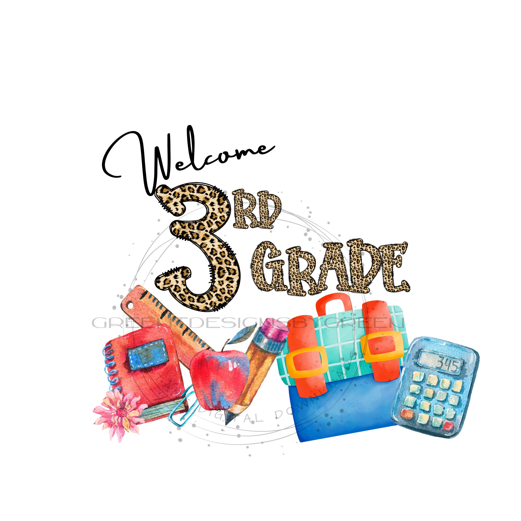 Back to School PNG Welcome 3rd Grade PNG School Supply - Etsy