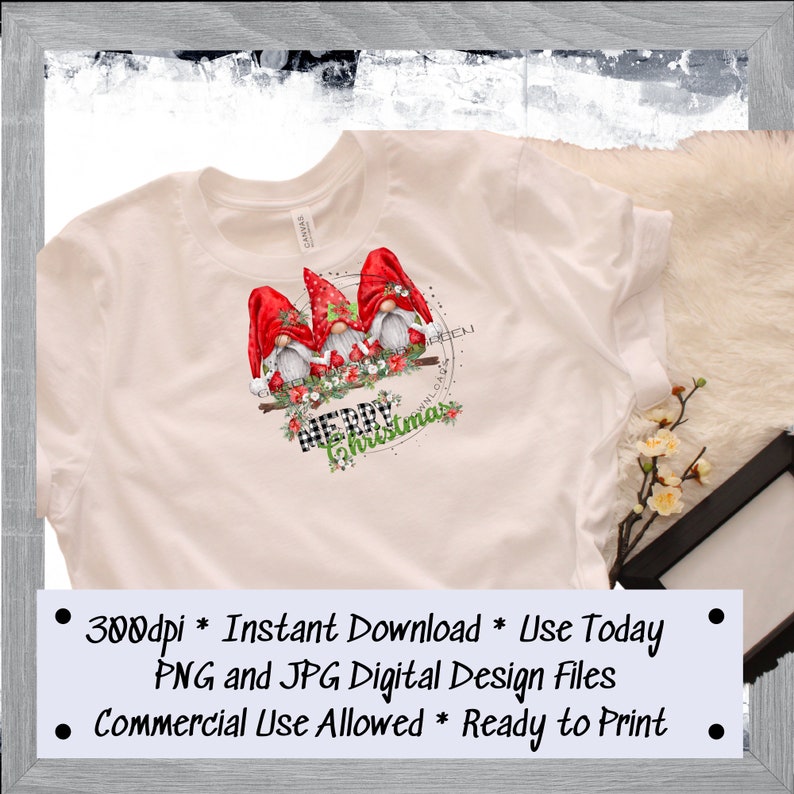 Gnome Holiday PNG/JPG merry Christmas Plaid & Red - Etsy