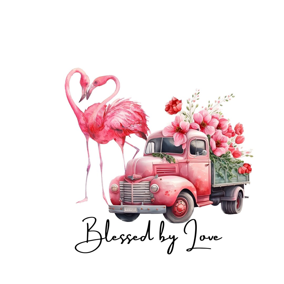 Flamingo Digital Downloadable PNG With Pink Flamingo in Vintage Truck ...