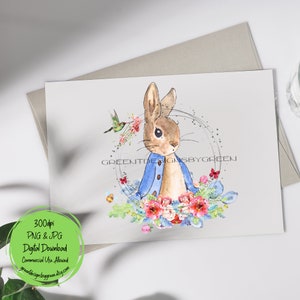 Peter Rabbit PNG, Flower Clipart, Bunny Sublimation Download, Peter ...
