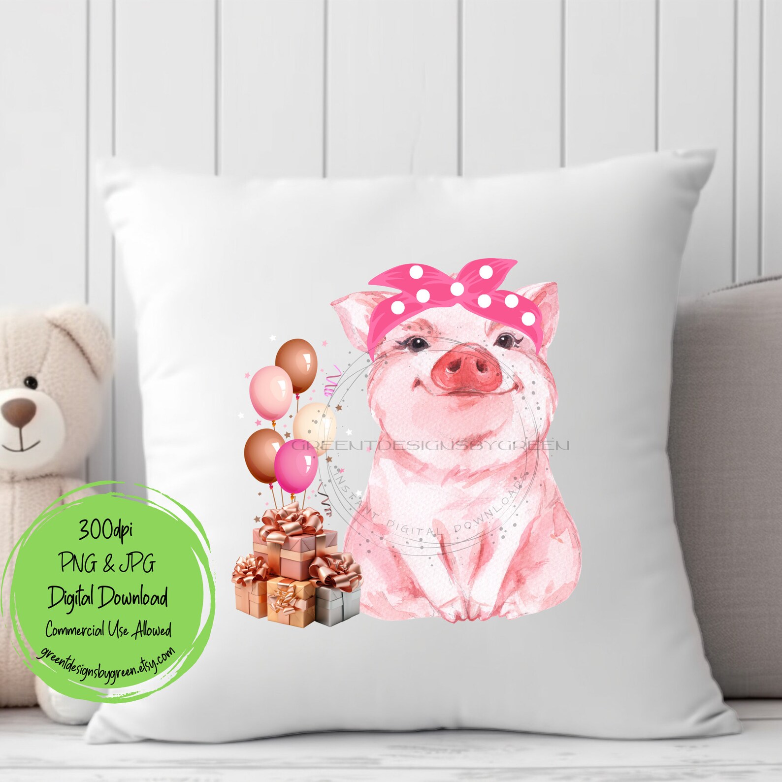 Birthday Pig PNG, Farm Animal Sublimation, Birthday Download ...