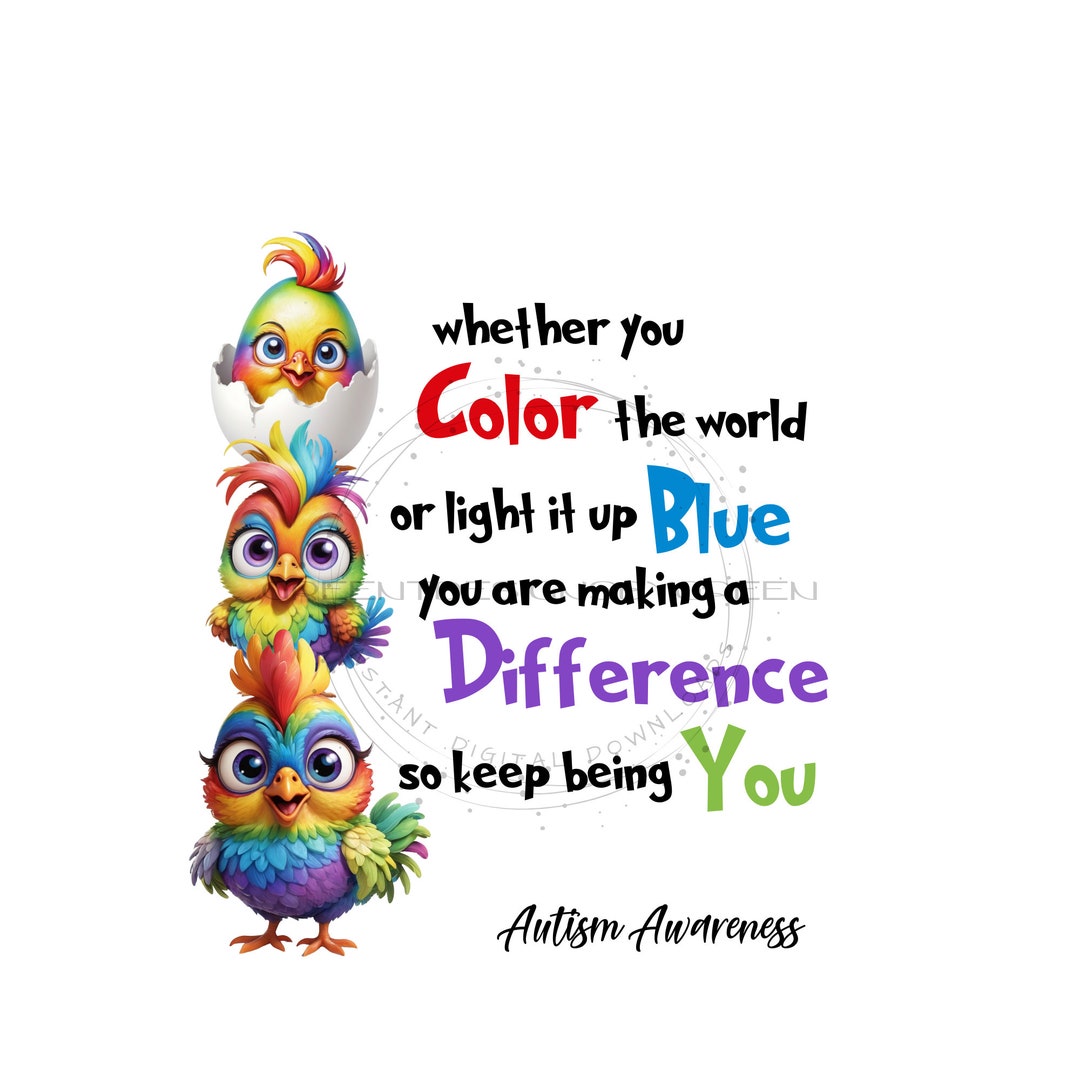 Autism Rainbow Bird PNG, Autism Awareness, Inspirational Autism Quote ...