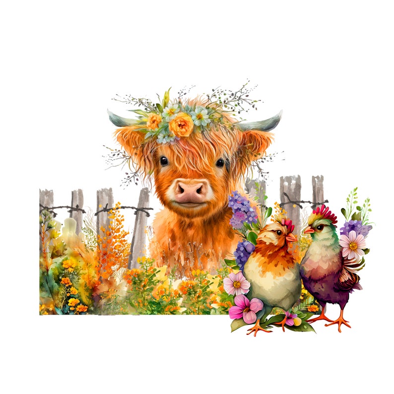 Highland Cow PNG for Sublimation Chicken Clipart for - Etsy