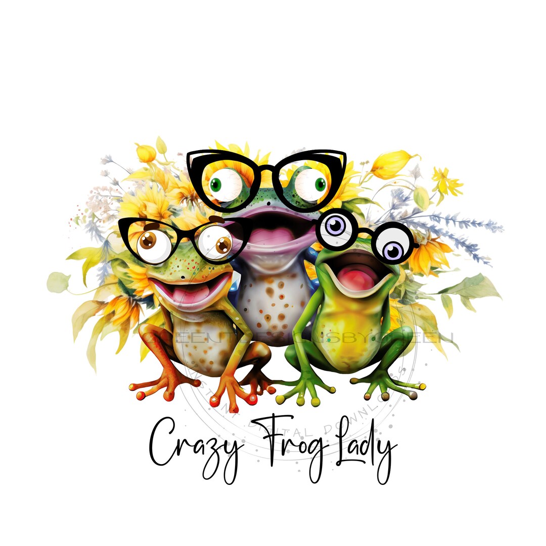 Trio of Cute Frogs Surrounded by Yellow Sunflowers PNG for Sublimation ...
