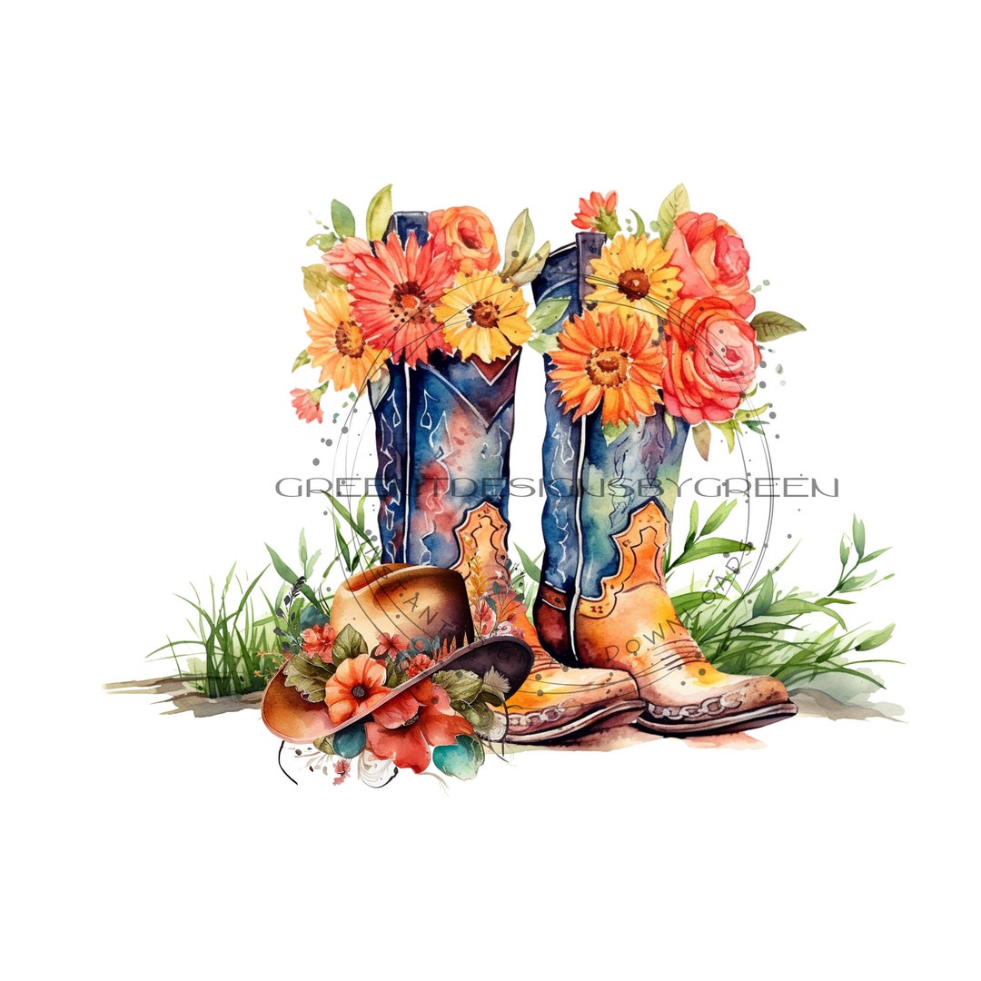 Western Cowboy Boot PNG for Sublimation Cowboy Hat PNG Sublimation ...
