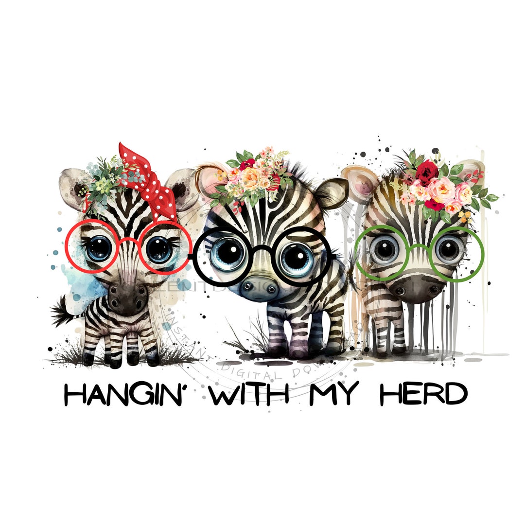 Zebra PNG Digital Download, Three Darling Zebras With Hair Bows ...