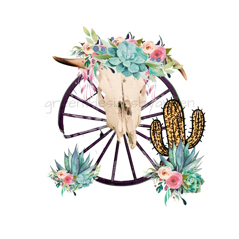 Instant Downloadable Western PNG Leopard Print Cactus and | Etsy