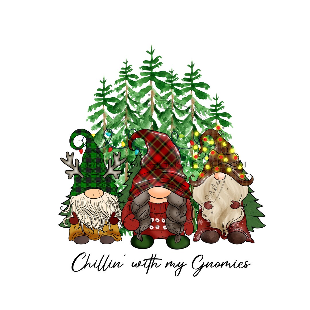 Boho Gnome Christmas Sublimation PNG Three Gnomes in Plaid Santa Hats ...