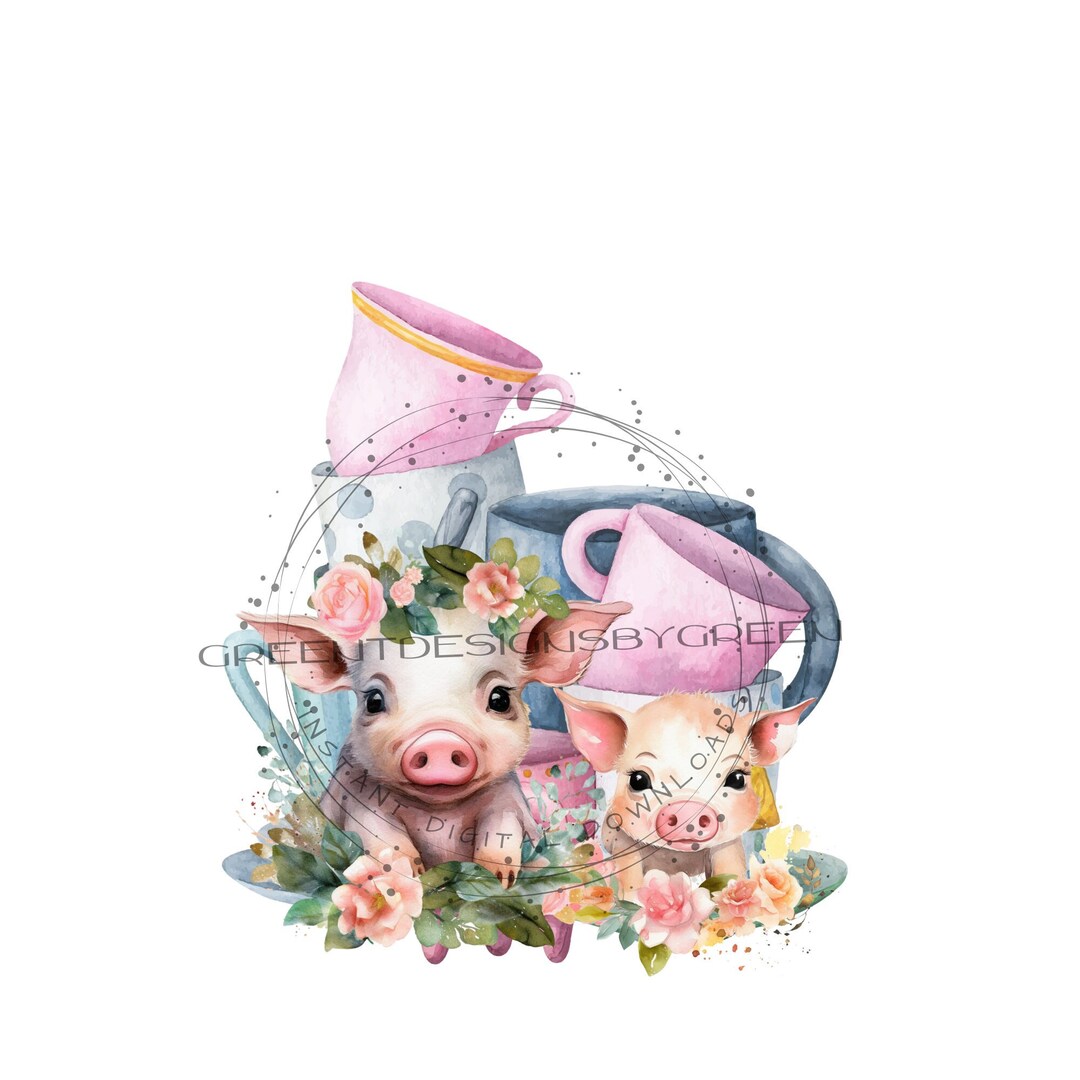 Pig PNG Download, Teacup Sublimation, Piglet PNG for Sublimation, Pig ...