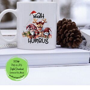 Bah Humbug Funny Sublimation Design - Grumpy Santa & Goofy Reindeer PNG ...