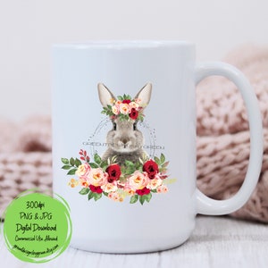 Bunny Flower PNG, Sublimation Designs Downloads, Rabbit PNG Files ...