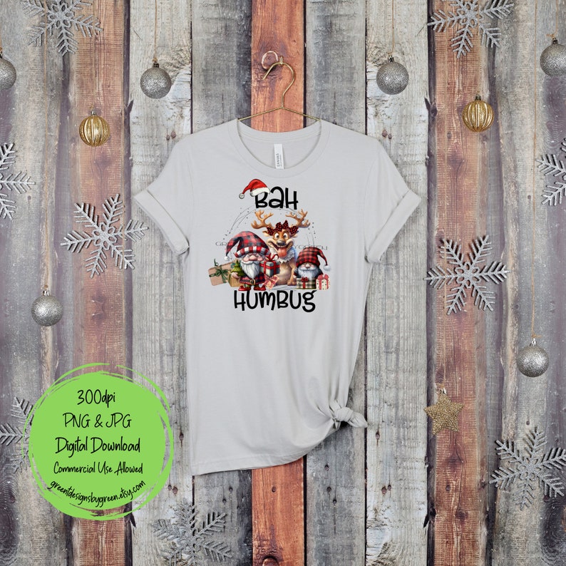 Bah Humbug Funny Sublimation Design - Grumpy Santa & Goofy Reindeer PNG ...