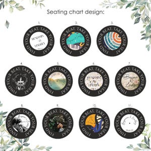 Retro Wedding Table Numbers and Seating Chart Set, Music-themed Party ...