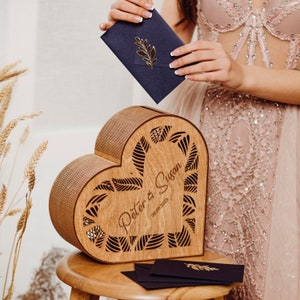 Personalized Heart Wedding Card Box: Rustic Wooden Gift - Etsy